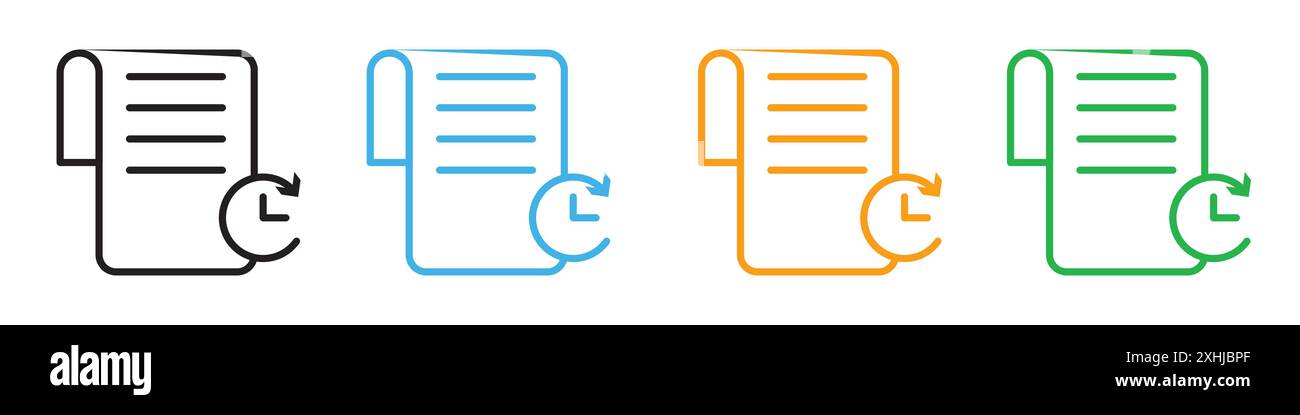 Account history icon Black line art vector in black and white outline ...