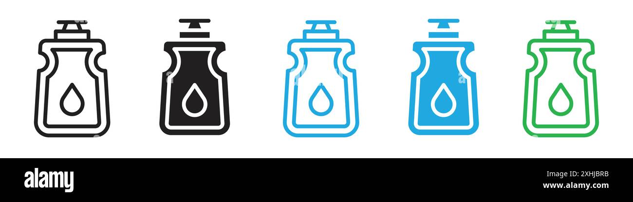 liquid detergent icon Black line art vector in black and white outline ...
