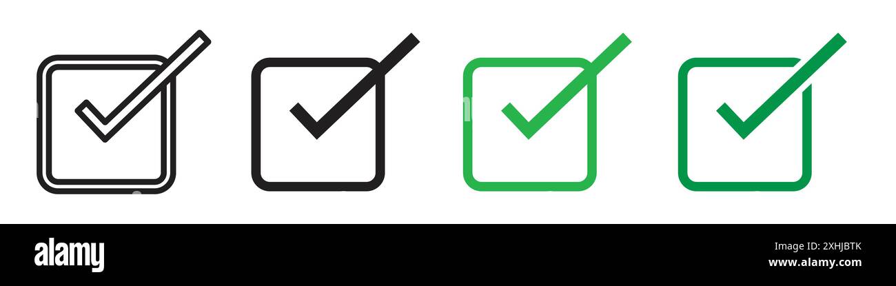 Checkbox Icon Black line art vector in black and white outline set collection sign Stock Vector ...