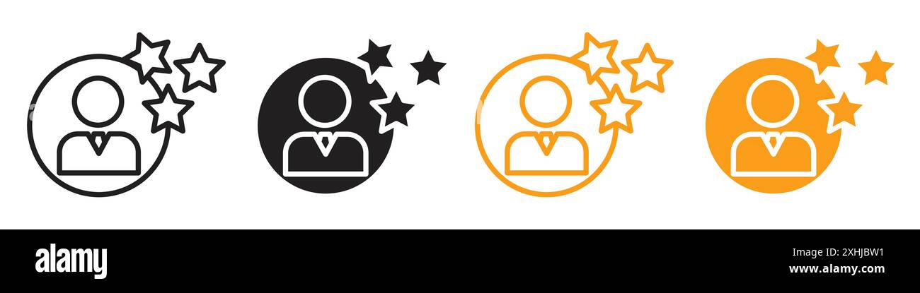 Best employee icon Black line art vector in black and white outline set ...