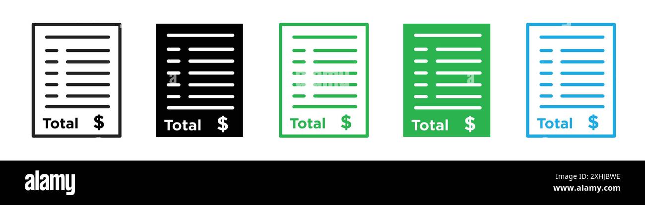 Billing icon Black line art vector in black and white outline set ...