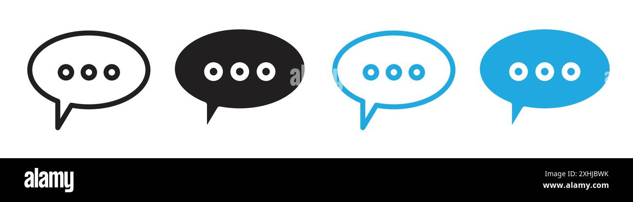 Comment icon Black line art vector in black and white outline set ...