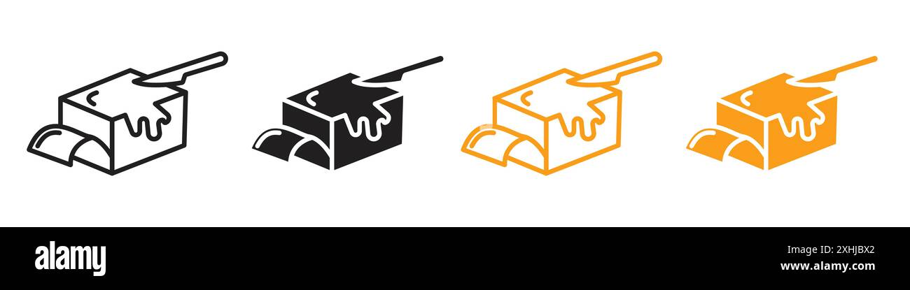 Butter icon Black line art vector in black and white outline set ...
