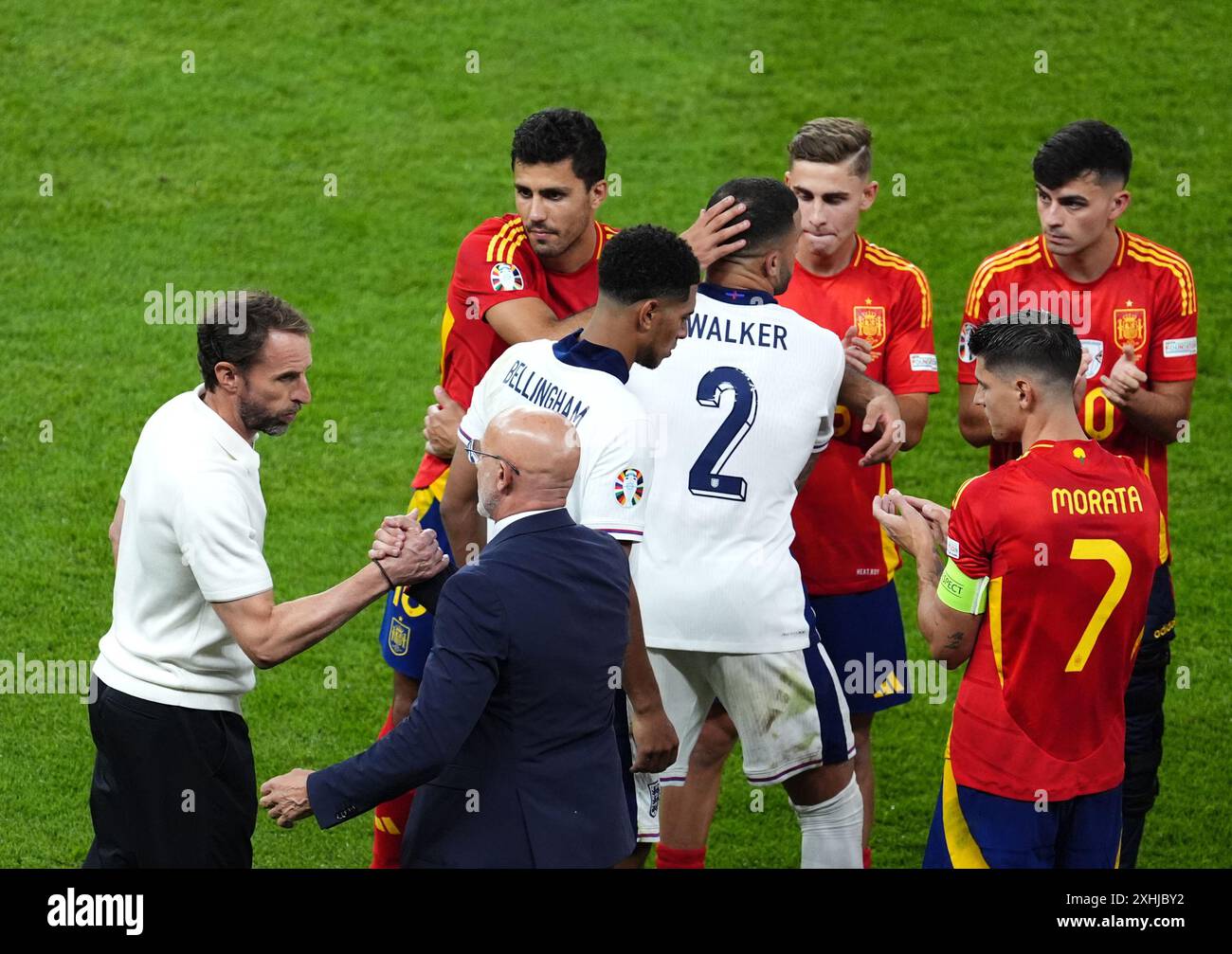 England manager Gareth Southgate commiserated by Spain manager Luis de ...