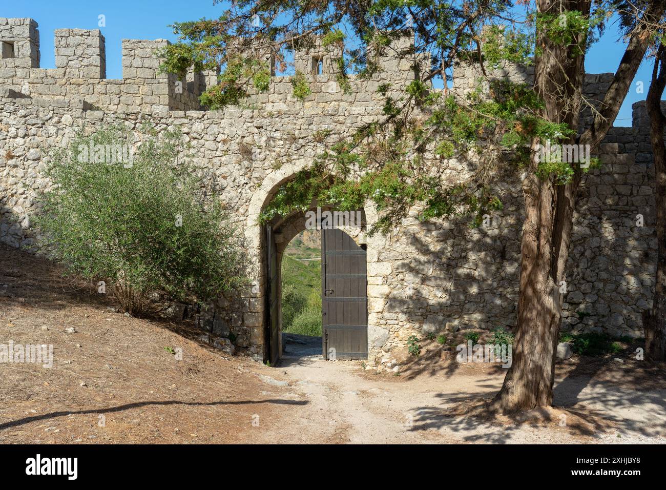 Interior of the church located in the castle of the town of Sesimbra ...