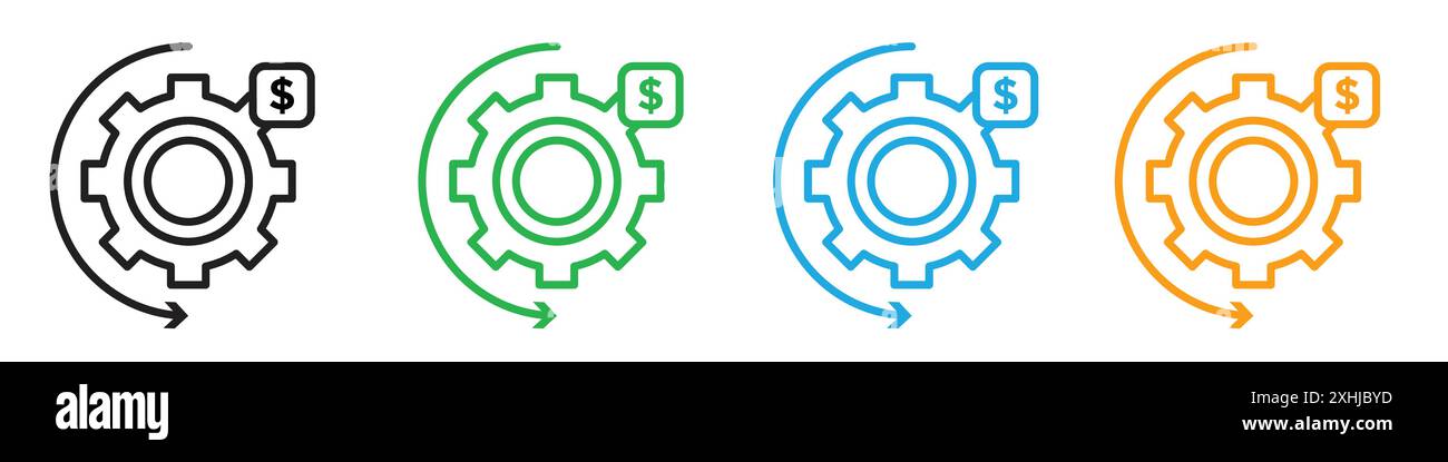 Costs optimization icon Black line art vector in black and white ...