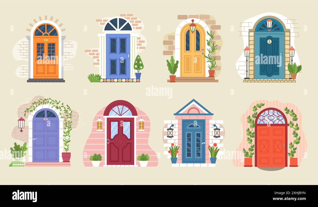 Doors design. Cozy home entrance decoration with elegant doors recent ...