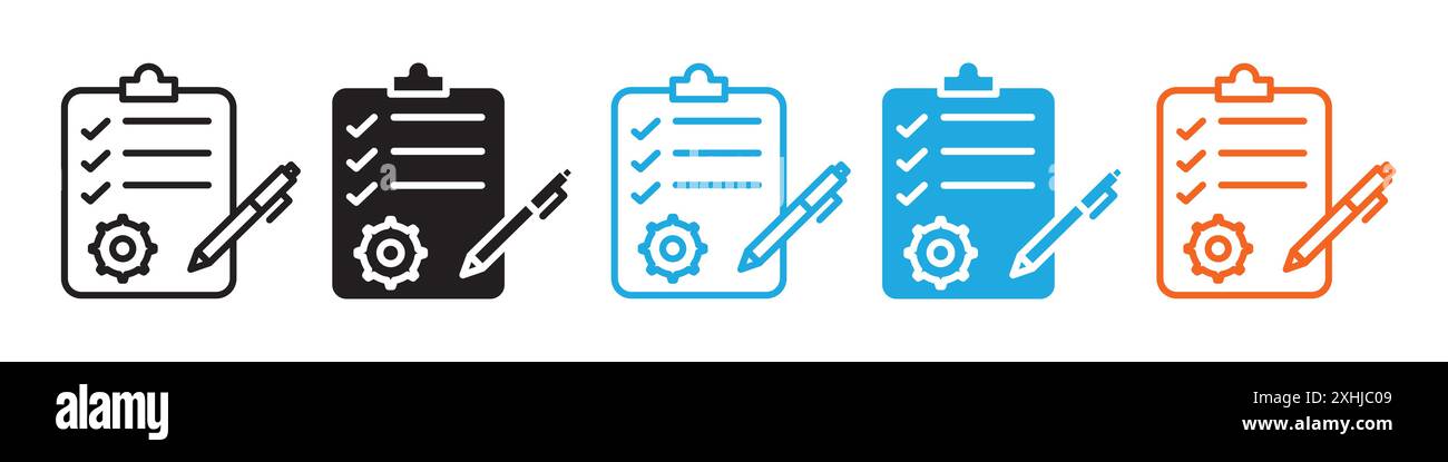 Project management icon Black line art vector in black and white ...