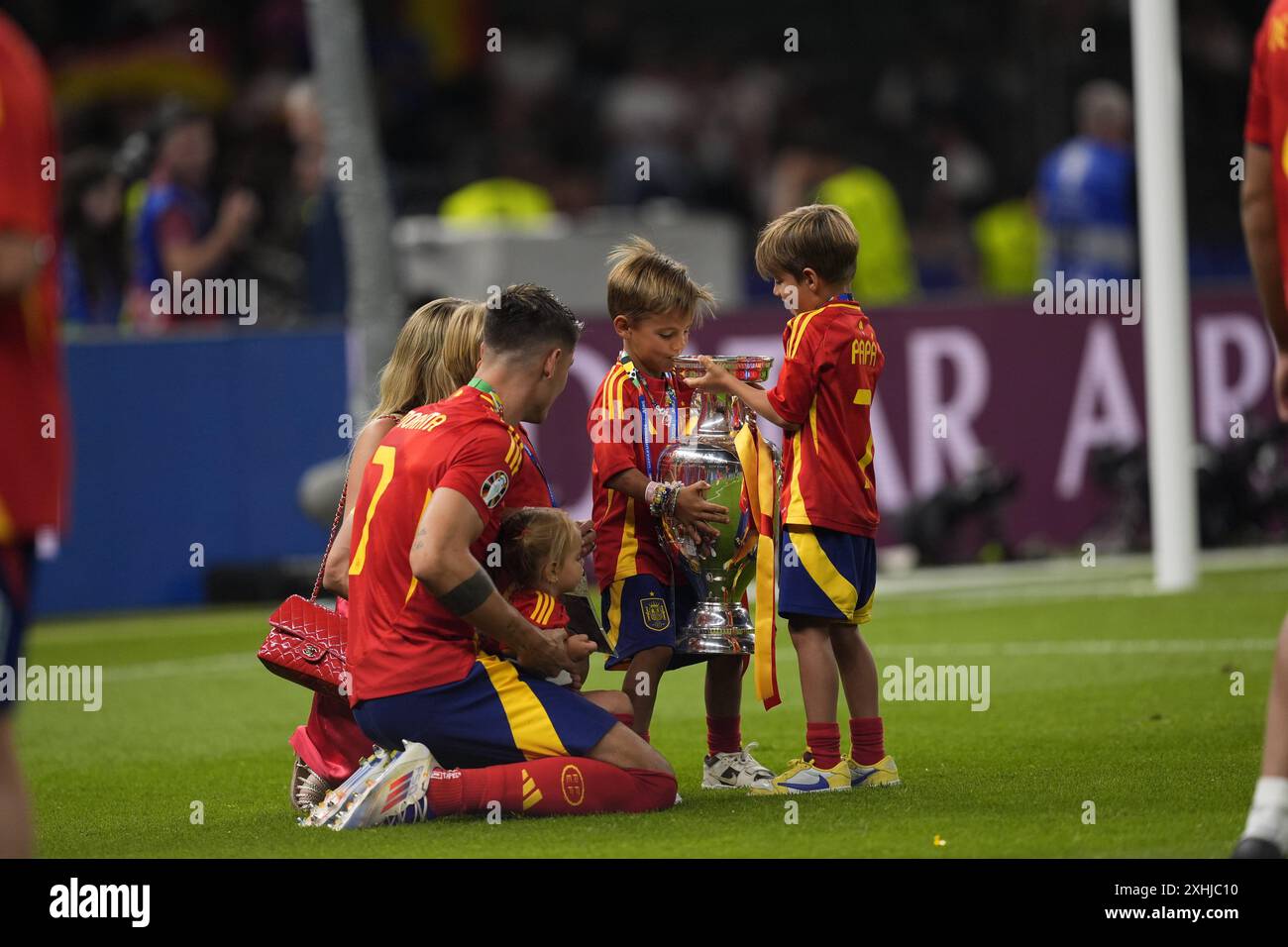 Spain's Alvaro Morata with Alice Campello and family during a final ...