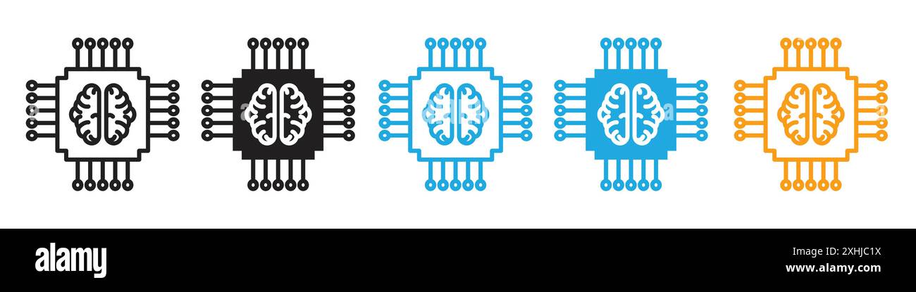Intelligent system icon Black line art vector in black and white ...