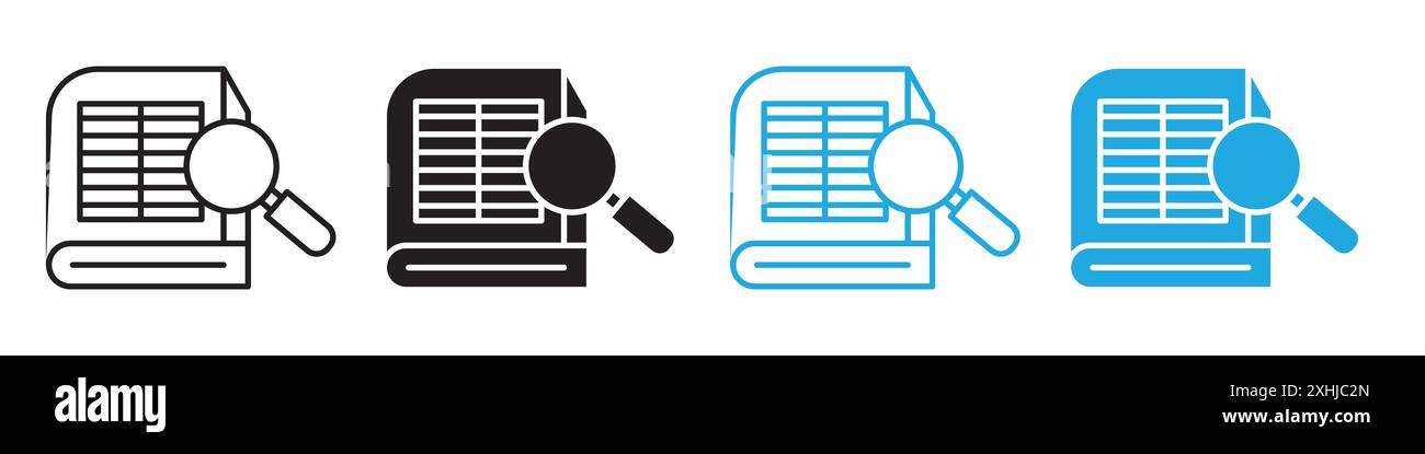 Reference data icon Black line art vector in black and white outline ...