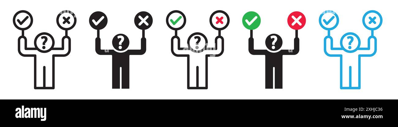 Decision icon Black line art vector in black and white outline set ...