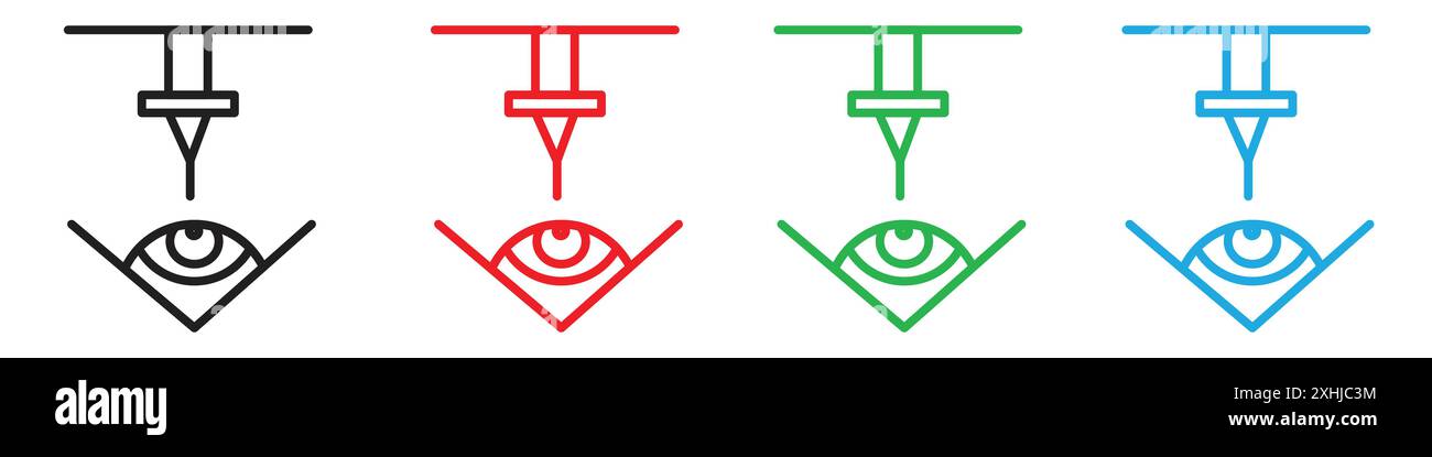 Lasik laser eye surgery icon Black line art vector in black and white ...