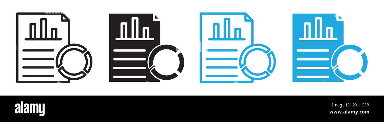 Report icon Black line art vector in black and white outline set ...