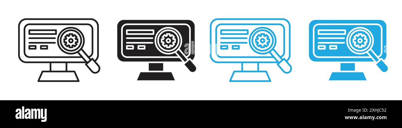 Search engine optimization icon Black line art vector in black and ...