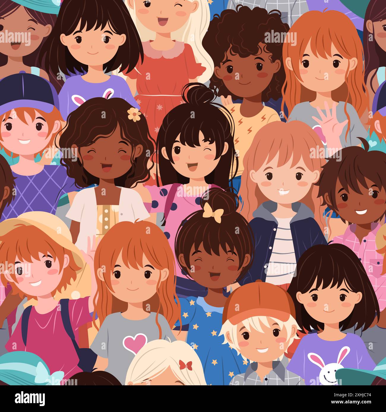 Seamless pattern of a crowd of diverse kids Stock Vector Image & Art ...