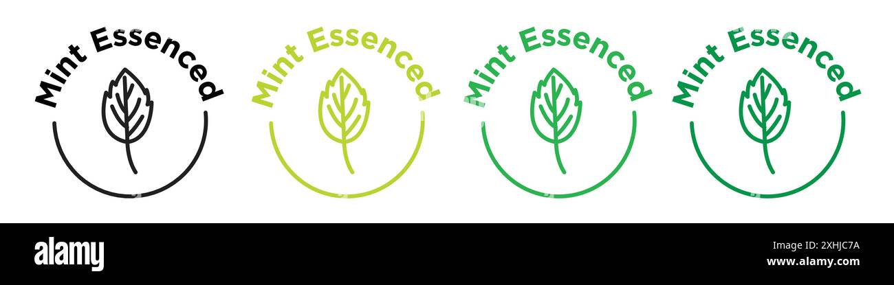 Mint essenced icon Black line art vector in black and white outline set ...