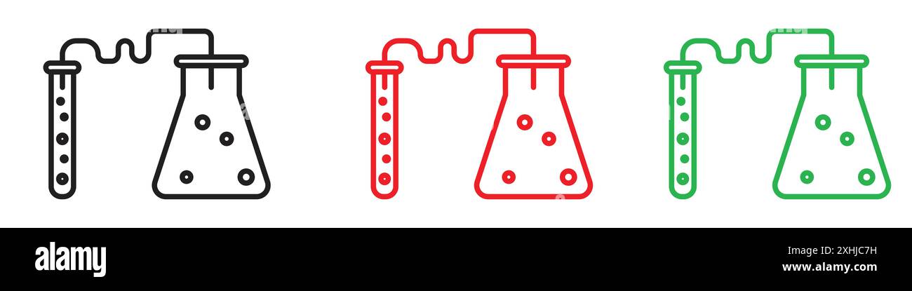 Science icon Black line art vector in black and white outline set ...