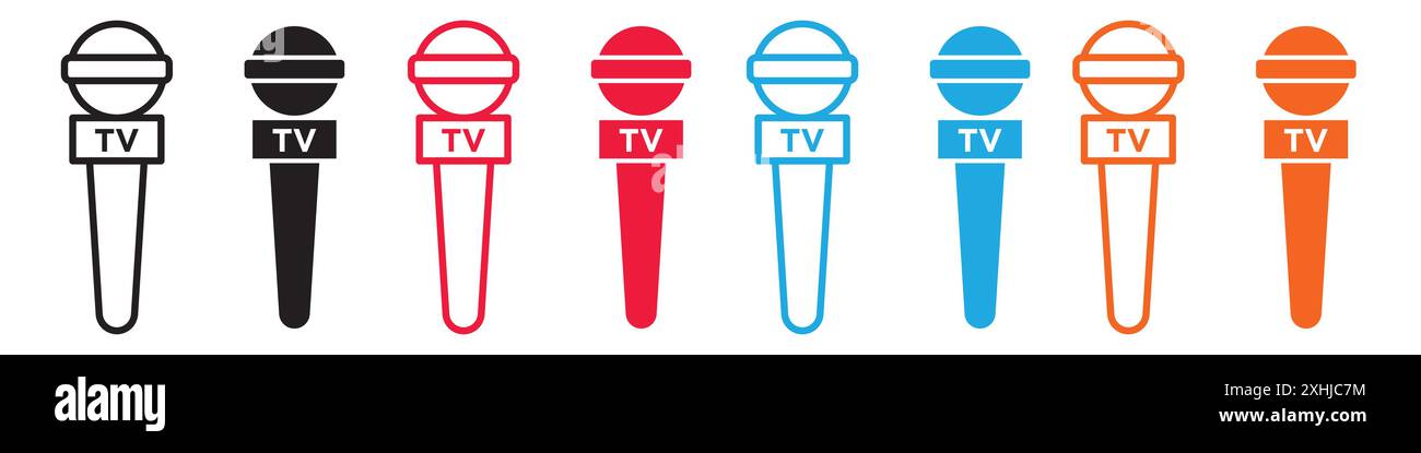 Microphone press icon Black line art vector in black and white outline ...