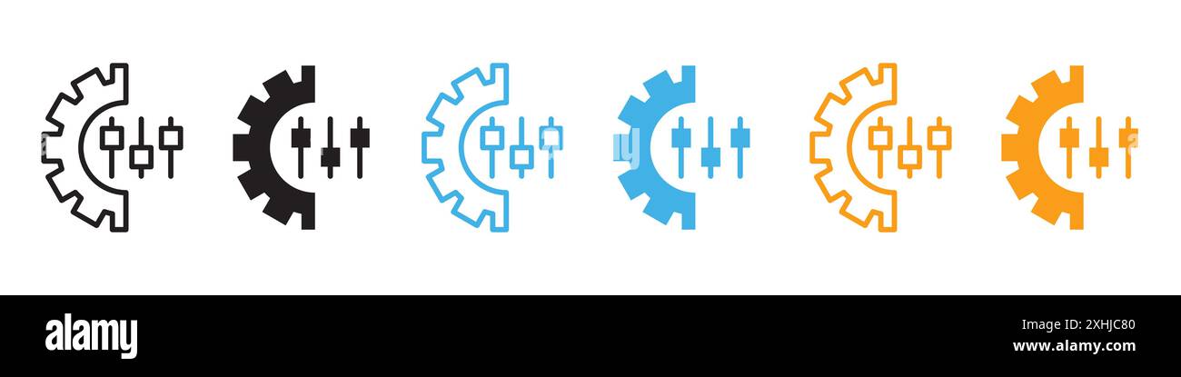 Mass customization icon Black line art vector in black and white outline set collection sign ...