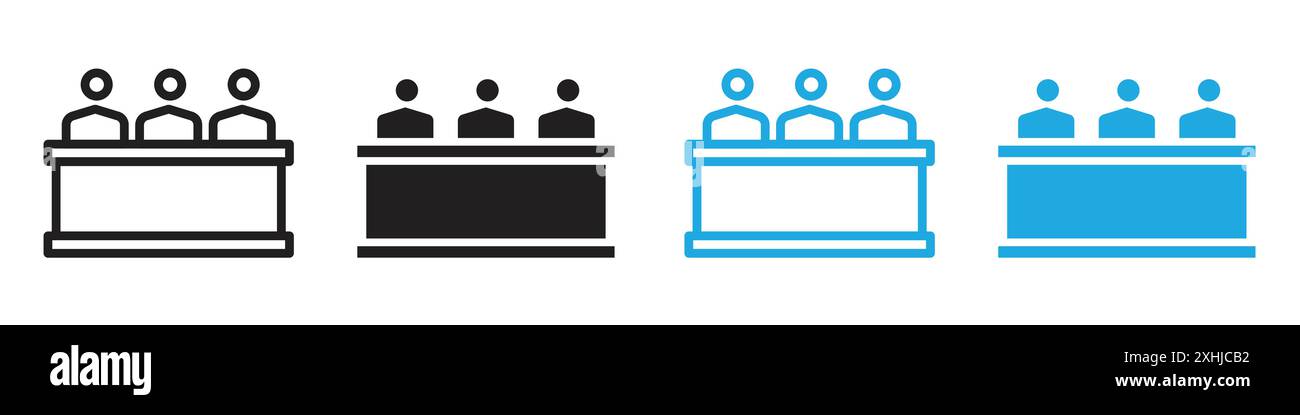 Trial by jury icon Black line art vector in black and white outline set ...