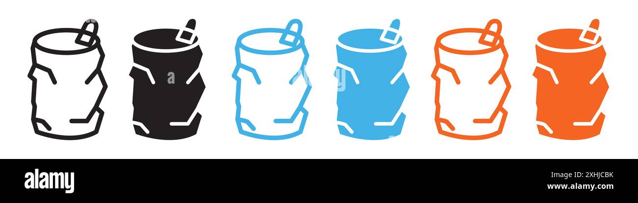 Empty can soda icon Black line art vector in black and white outline ...