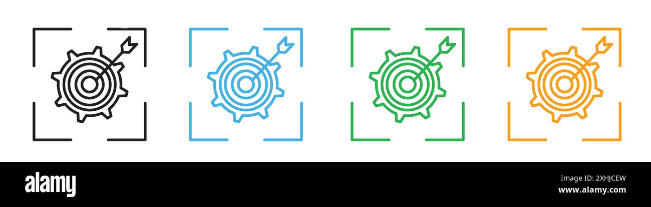 Focusing icon Black line art vector in black and white outline set ...