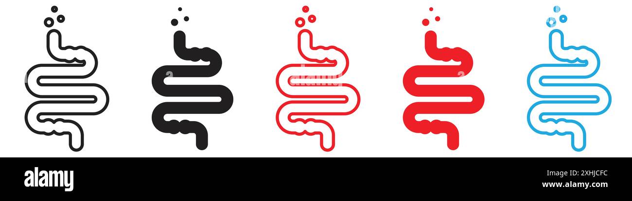 Gut constipation icon Black line art vector in black and white outline ...