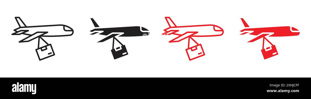 Air delivery icon Black line art vector in black and white outline set ...