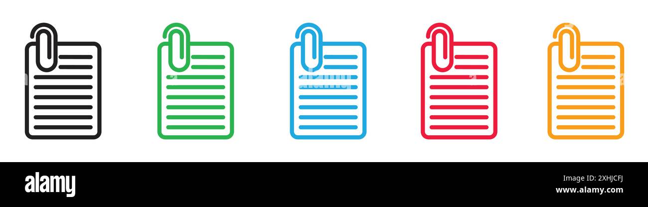 Attach document icon Black line art vector in black and white outline ...