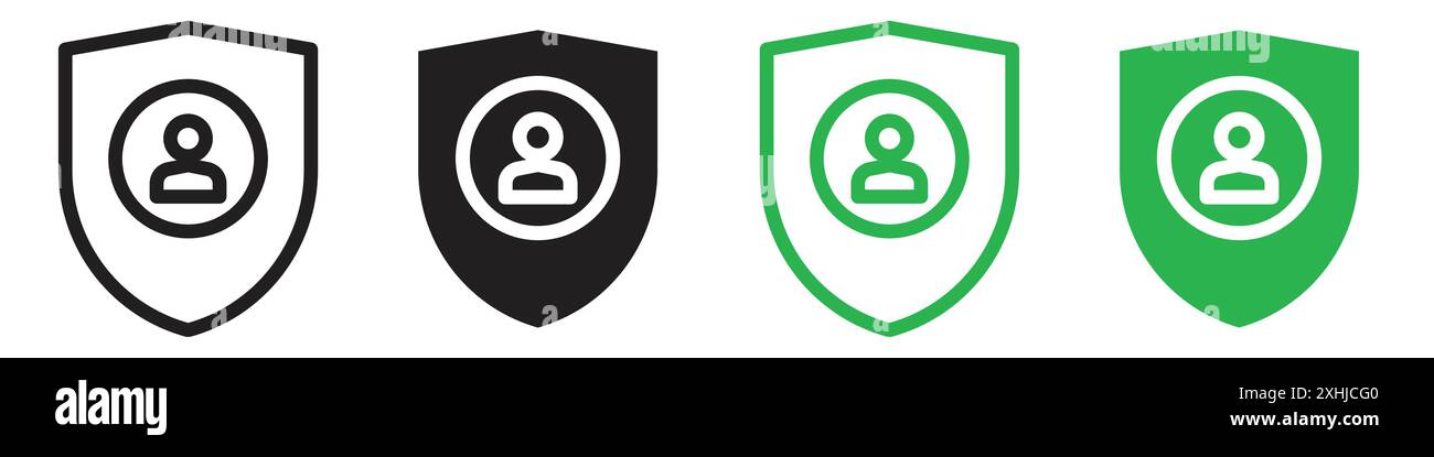 User protection icon Black line art vector in black and white outline ...