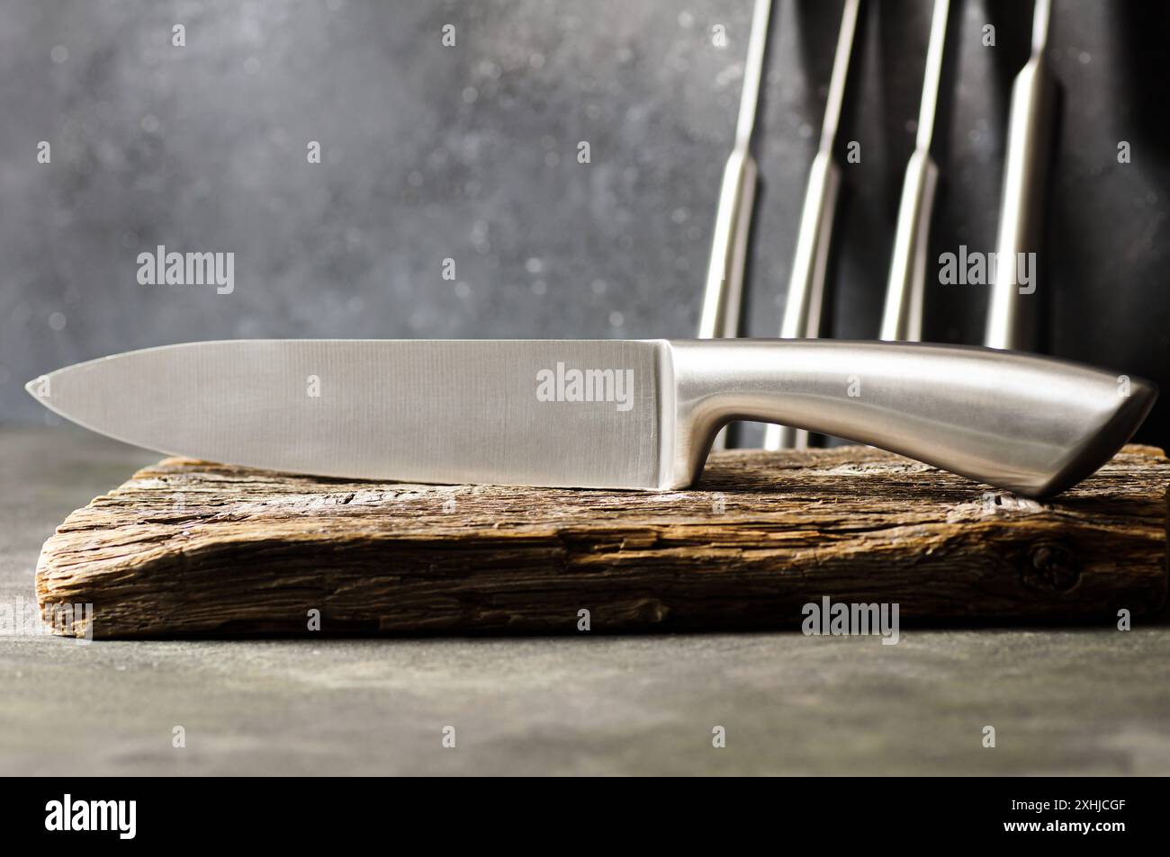 Casting steel various chef knife, Set of modern sharp kitchen knives on ...