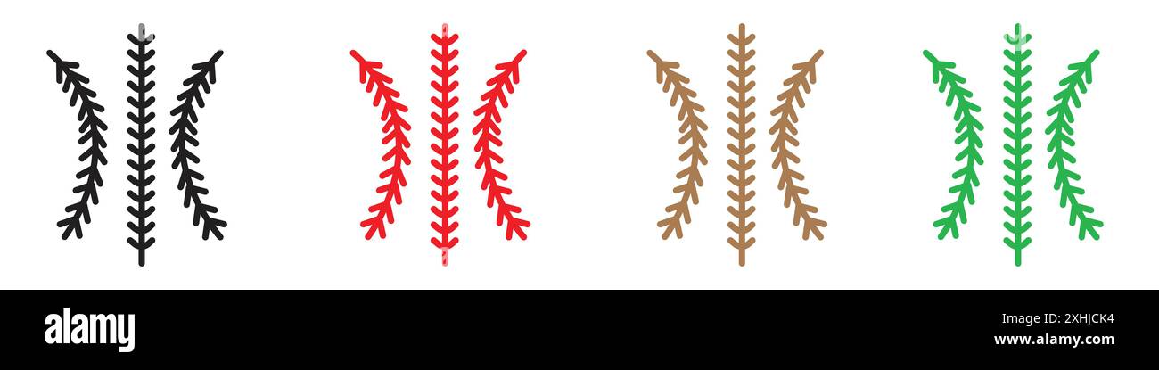 Baseball stitches icon Black line art vector in black and white outline ...