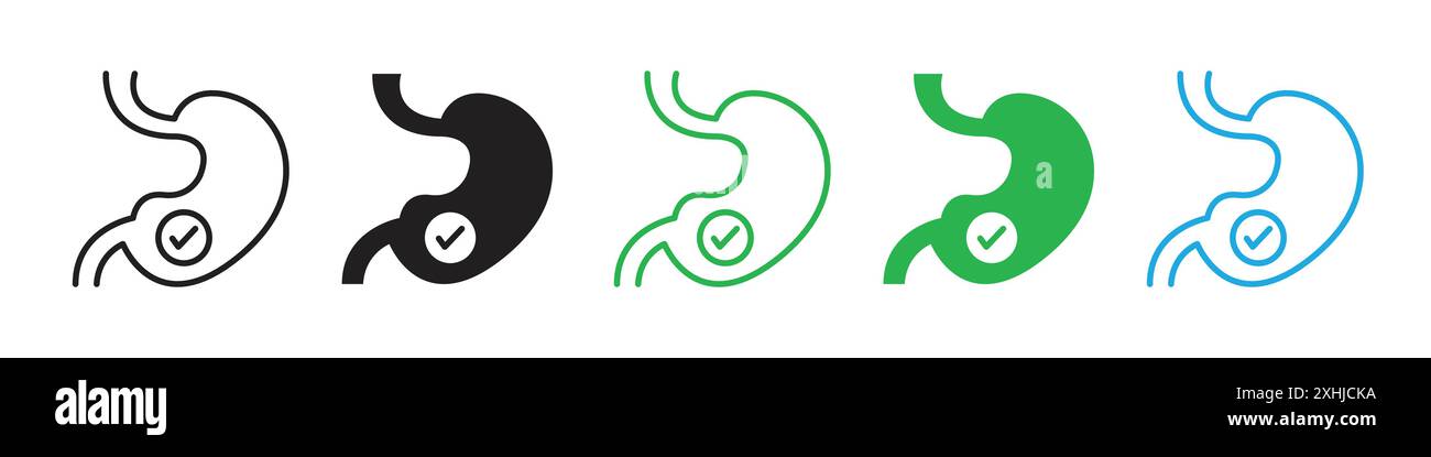 Good digestion icon Black line art vector in black and white outline ...