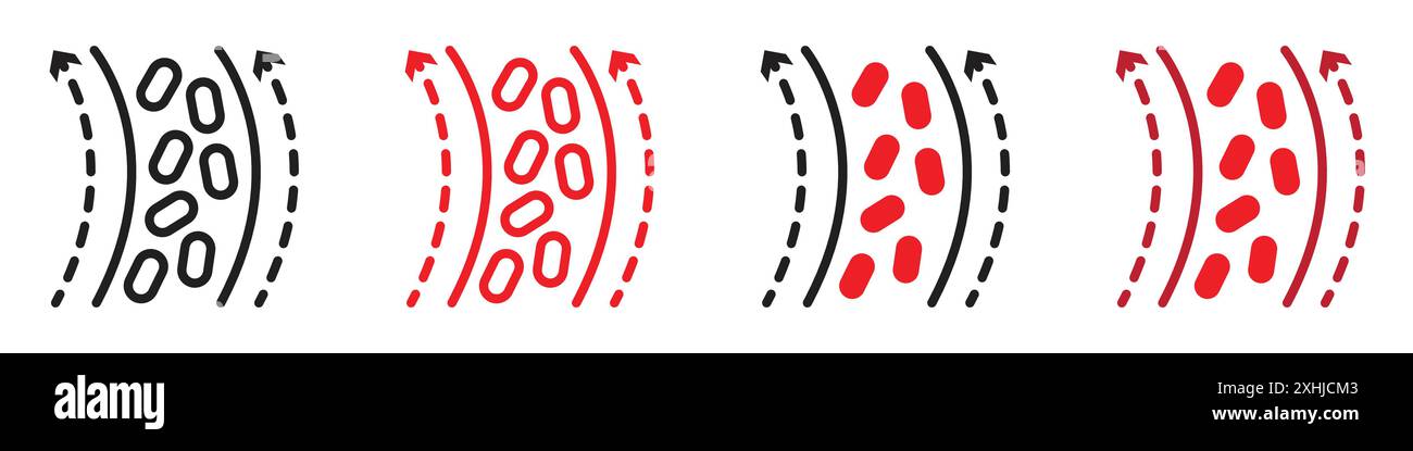 Blood flow icon Black line art vector in black and white outline set ...