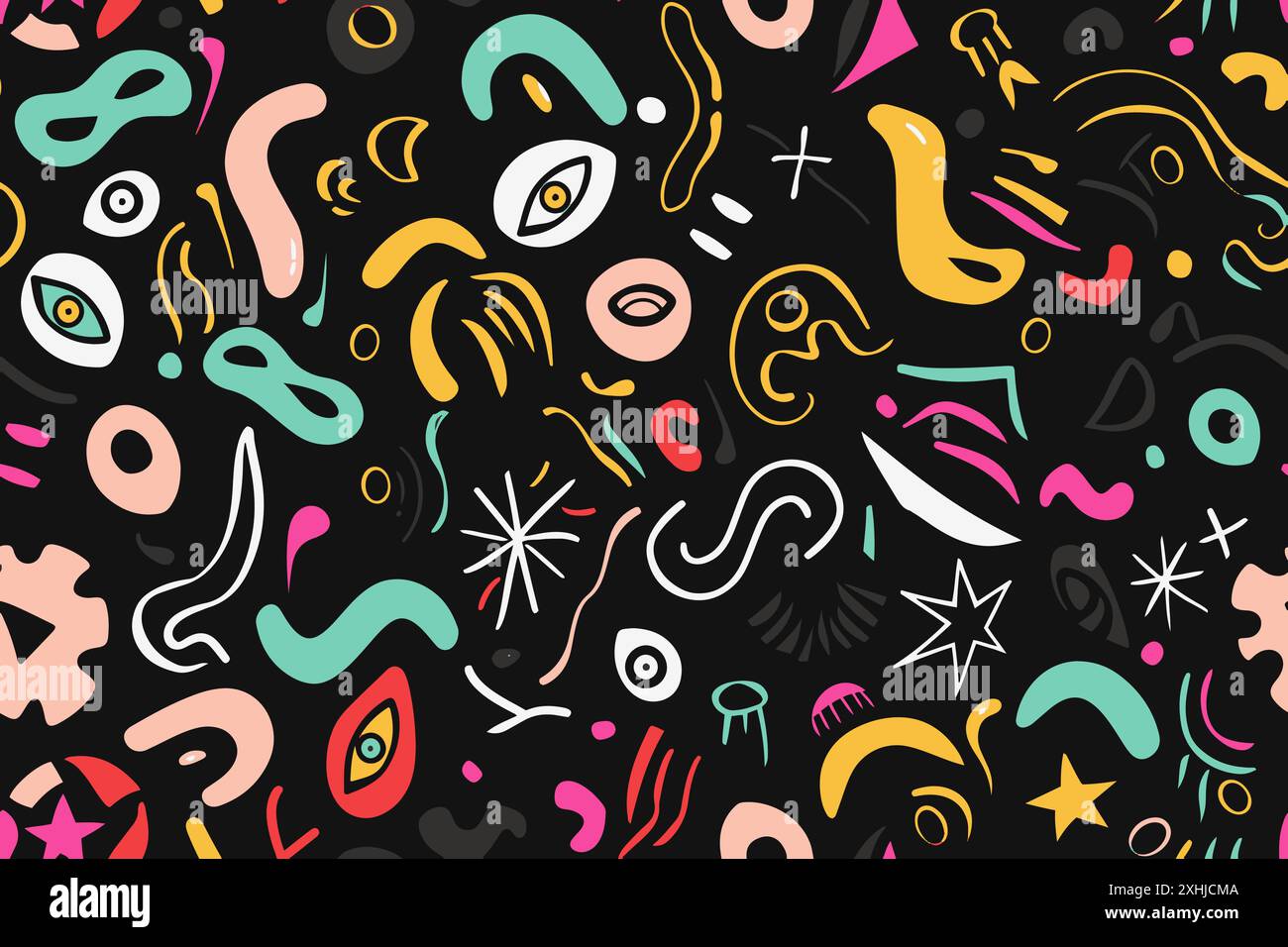 Wavy Swirl Trippy seamless pattern. Geometric bright color funky groovy ...