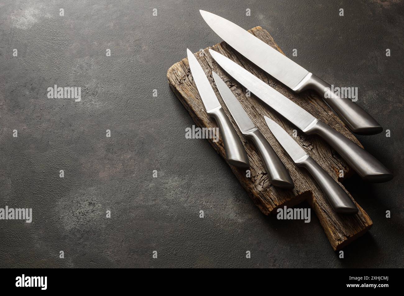 Casting steel various chef knife, Set of modern sharp kitchen knives on ...