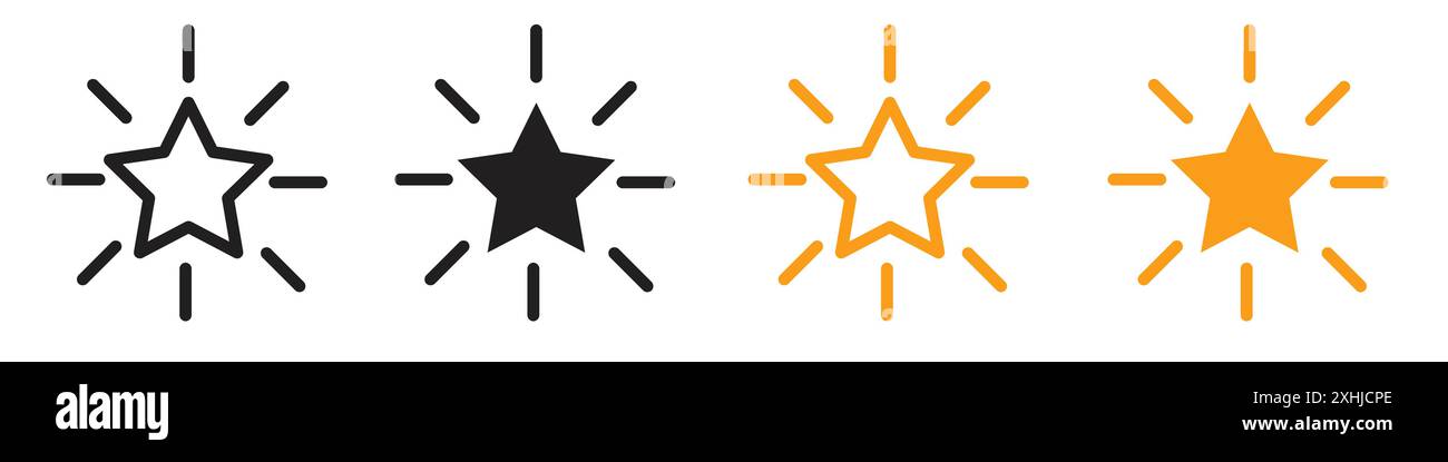 Premium star icon Black line art vector in black and white outline set ...