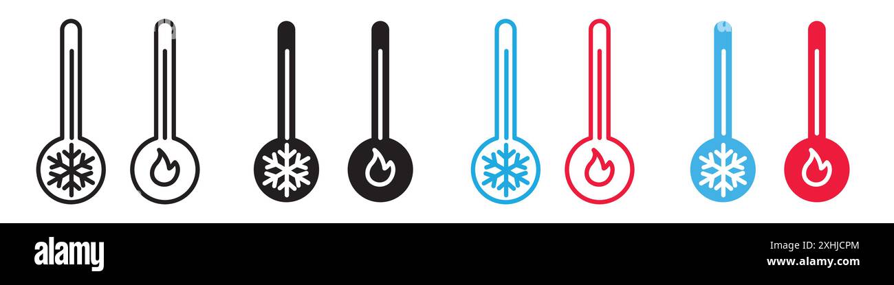 Hot and cold temperature icon Black line art vector in black and white ...