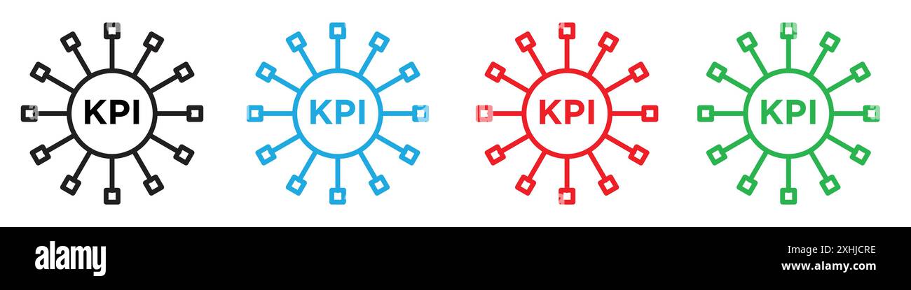 KPI icon Black line art vector in black and white outline set ...