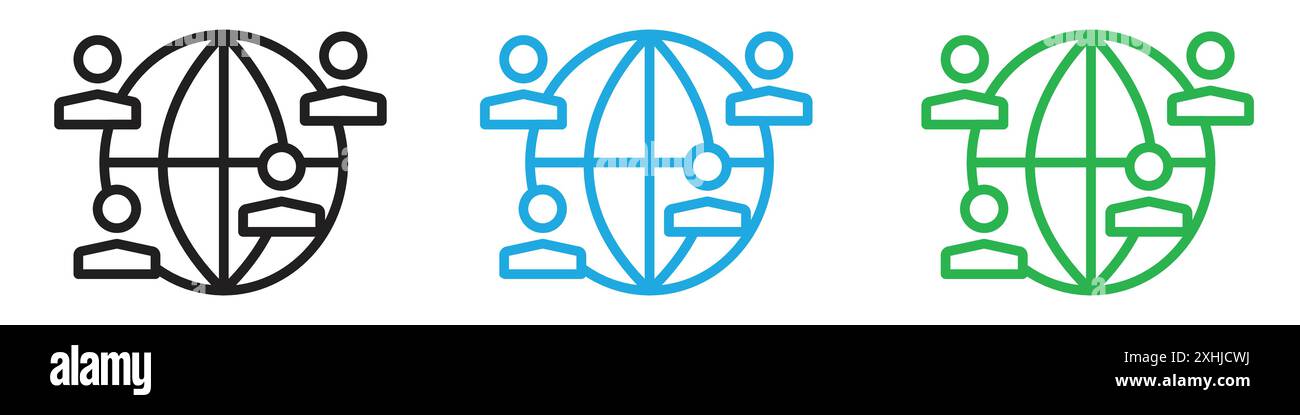 Clients worldwide icon Black line art vector in black and white outline ...
