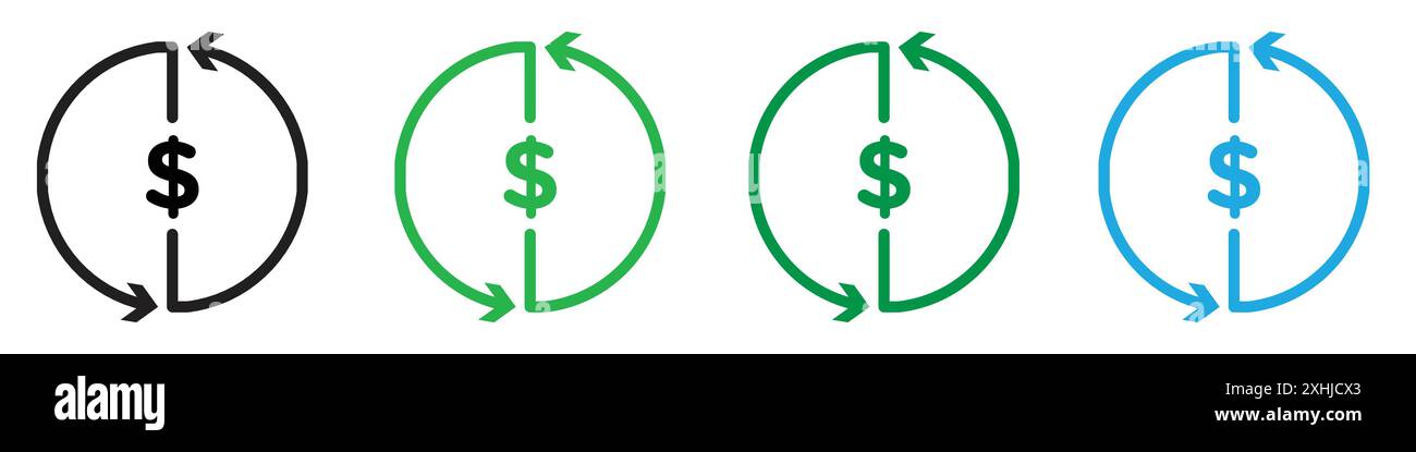 Circulation of money icon Black line art vector in black and white ...
