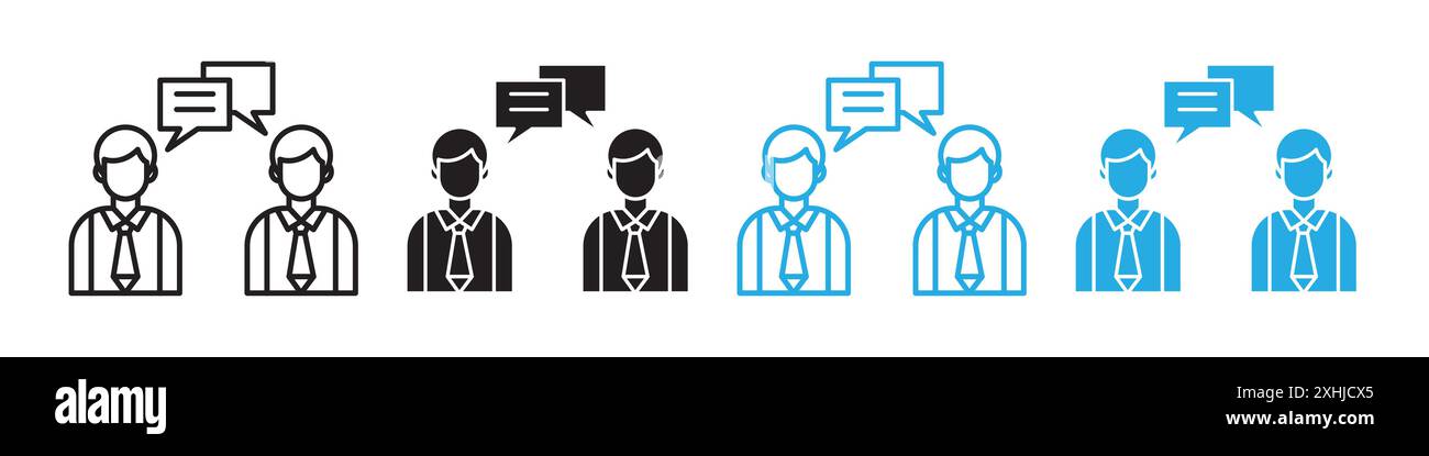 Consultant icon Black line art vector in black and white outline set ...