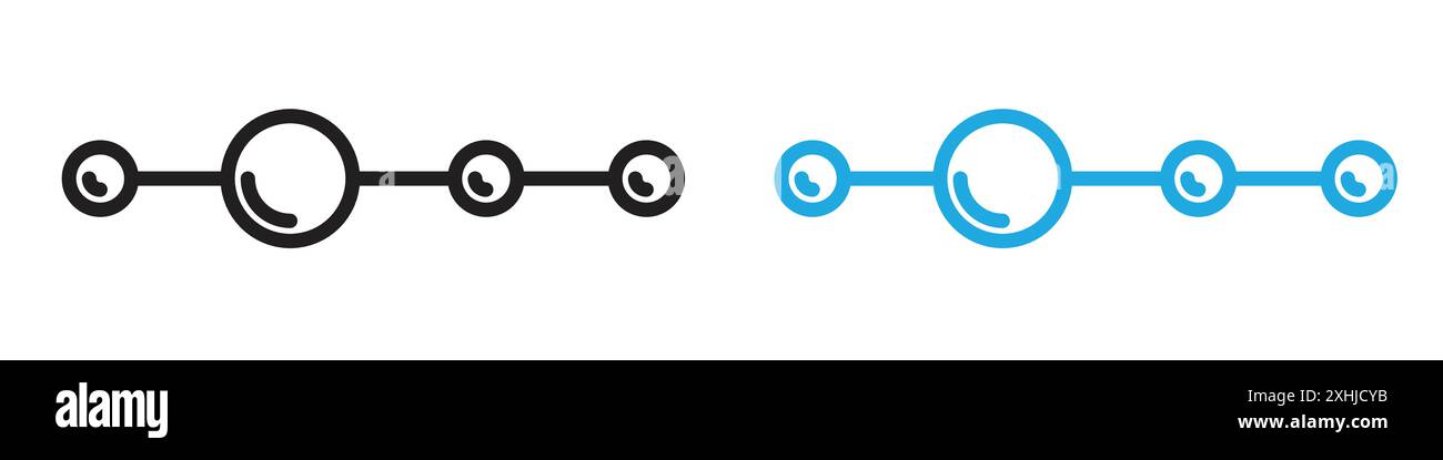 Linear molecular structure icon Black line art vector in black and ...