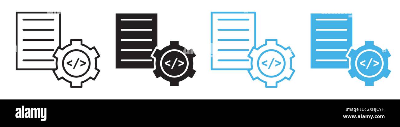 Code optimization icon Black line art vector in black and white outline set collection sign ...