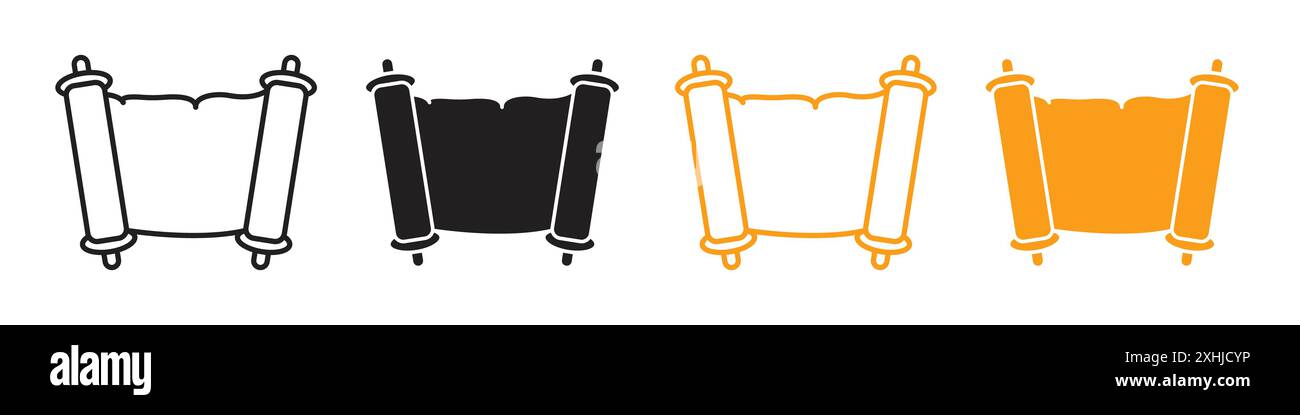 Scroll papyrus paper icon Black line art vector in black and white ...