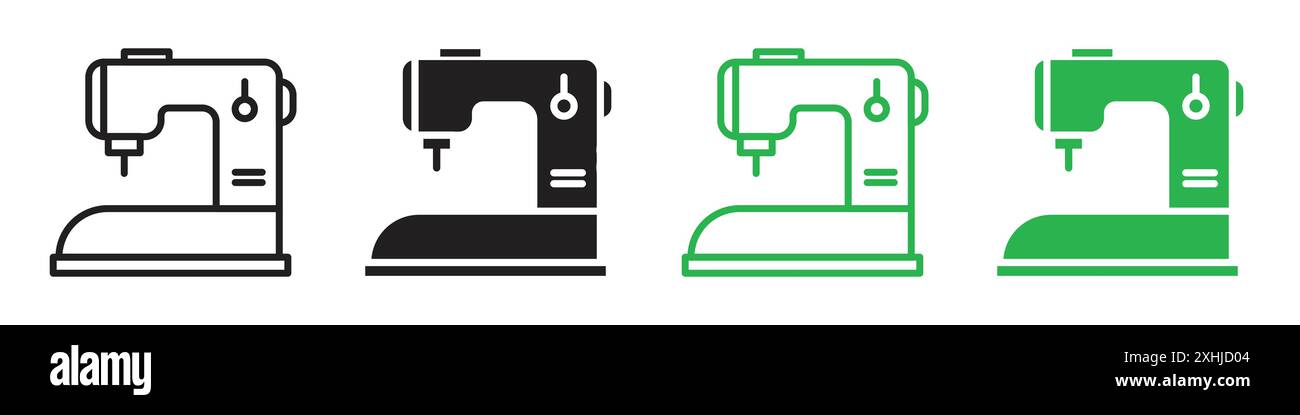 Sewing machine icon Black line art vector in black and white outline ...