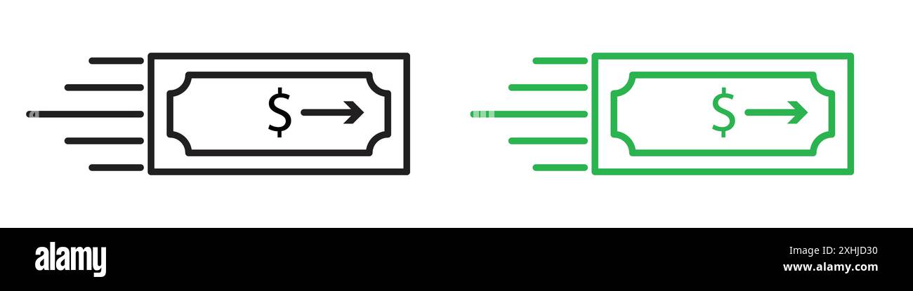 Fast pay icon Black line art vector in black and white outline set ...