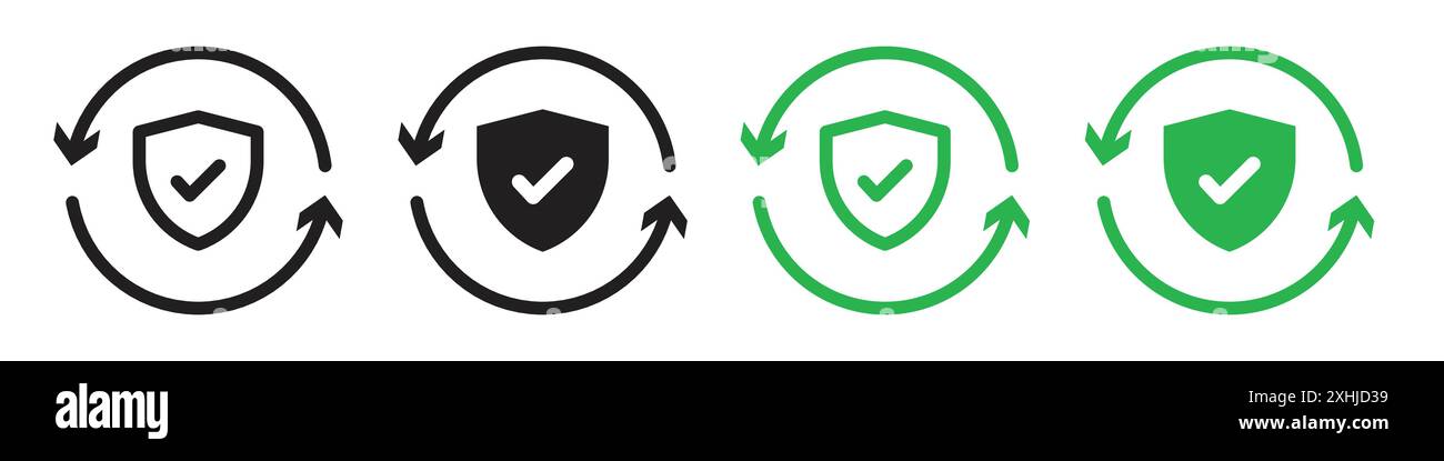 Ensure icon Black line art vector in black and white outline set ...