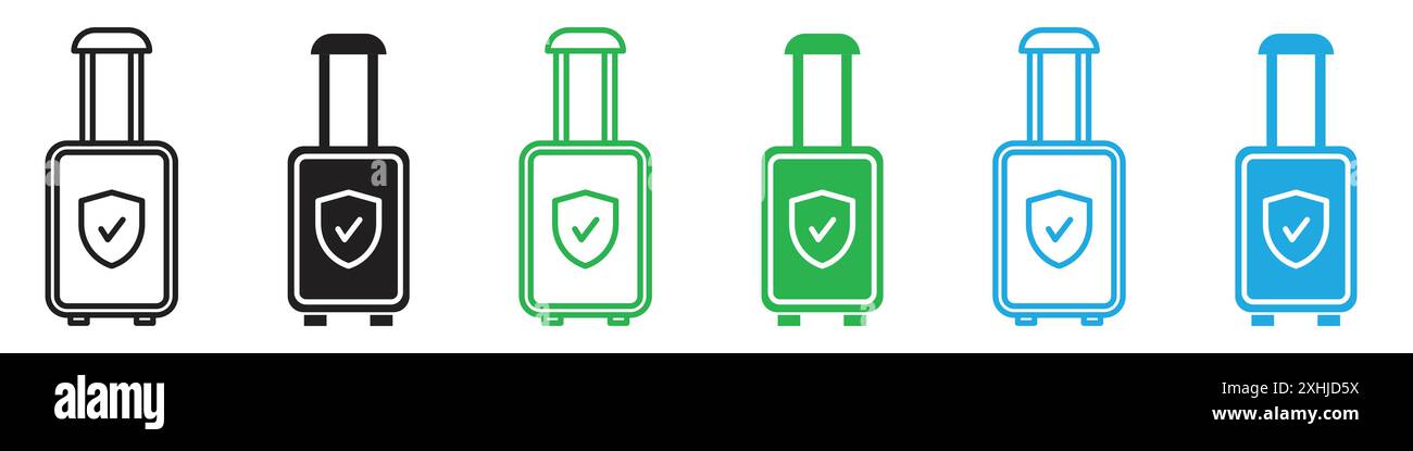 Protection of baggage icon Black line art vector in black and white ...